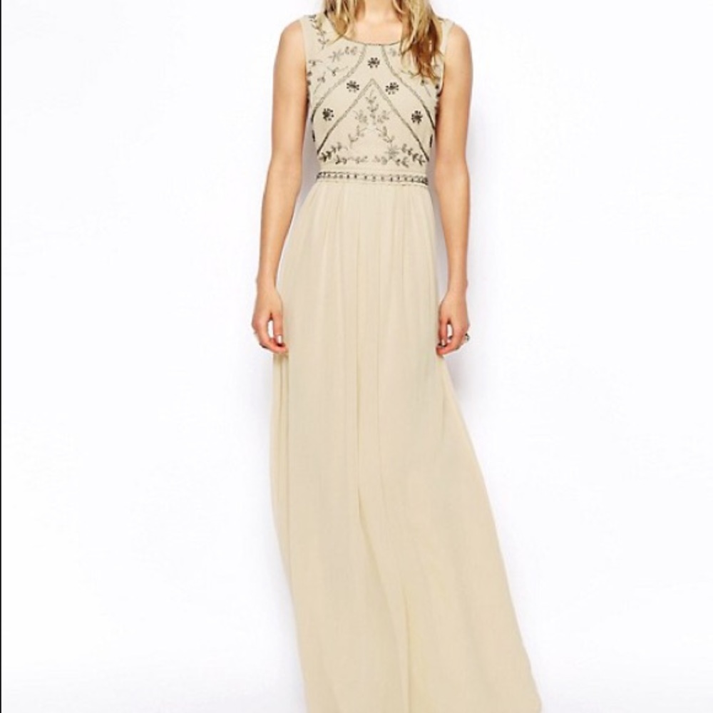 Asos Prom Formal Embellished Beaded Maxi Dress - Gem
